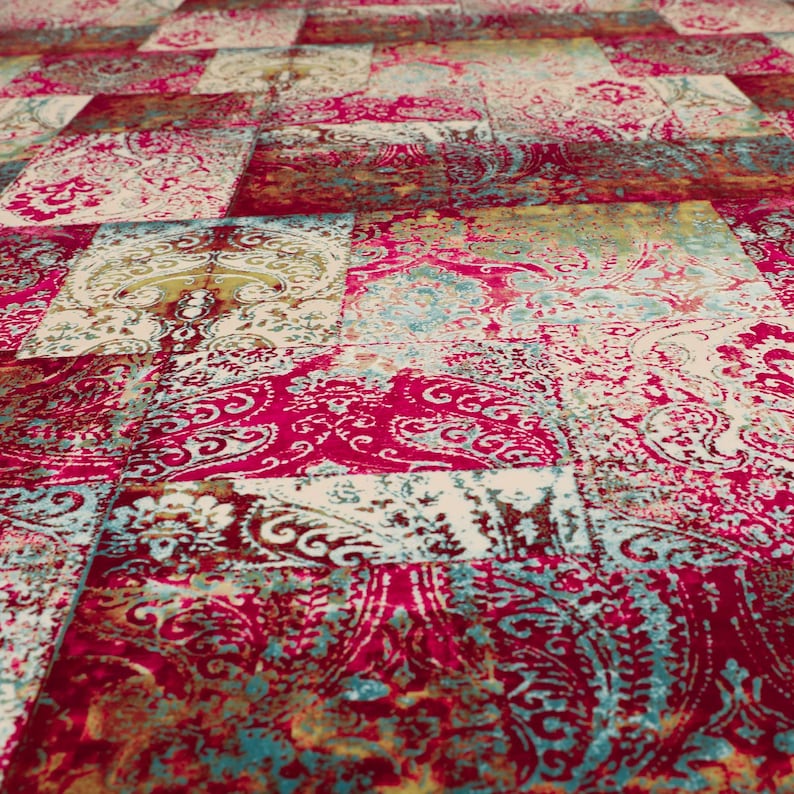 New Soft Printed Velvet Patchwork Damask Traditional Pattern - Etsy