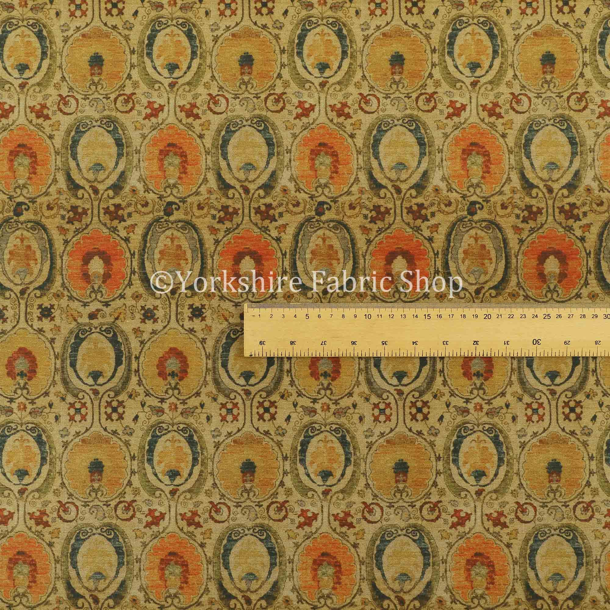 Traditional Oval Shaped Golden Pattern Velour Printed Velvet | Etsy