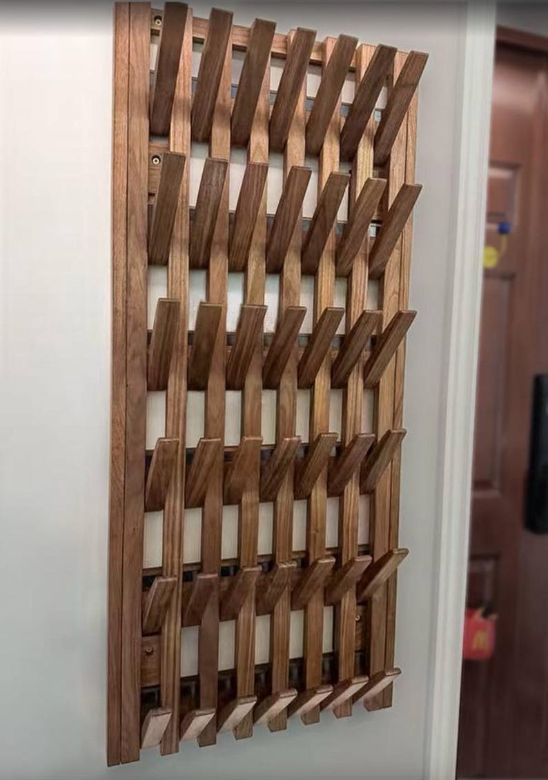 Walnut Wood Functional Wall Rack Versatile Wall-mounted Organizer, Wall ...
