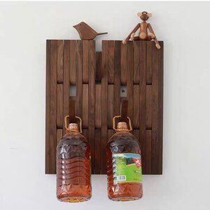 Walnut Wood Functional Wall Rack Versatile Wall-mounted Organizer, Wall ...