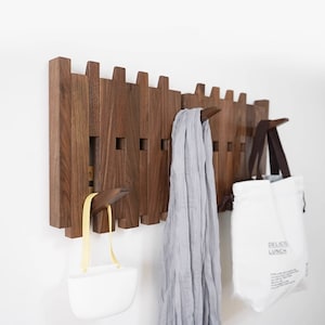 Wood Functional Wall Rack, Wall Mounted Wooden Rack, Wall Walnut Rack ...