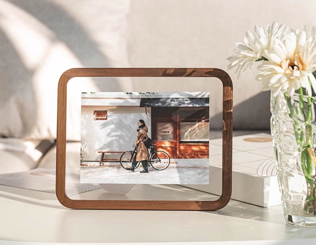 Rounded Table Picture Frame, Walnut Photo Frame, Wood Tabletop Picture ...