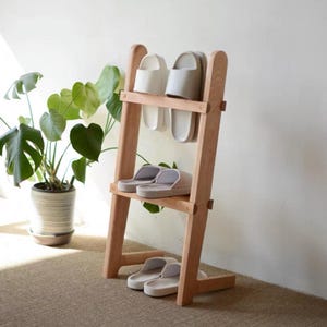 Wooden Slippers Stand, Walnut Entryway Shoe Rack, Cherry Wood Shoe ...
