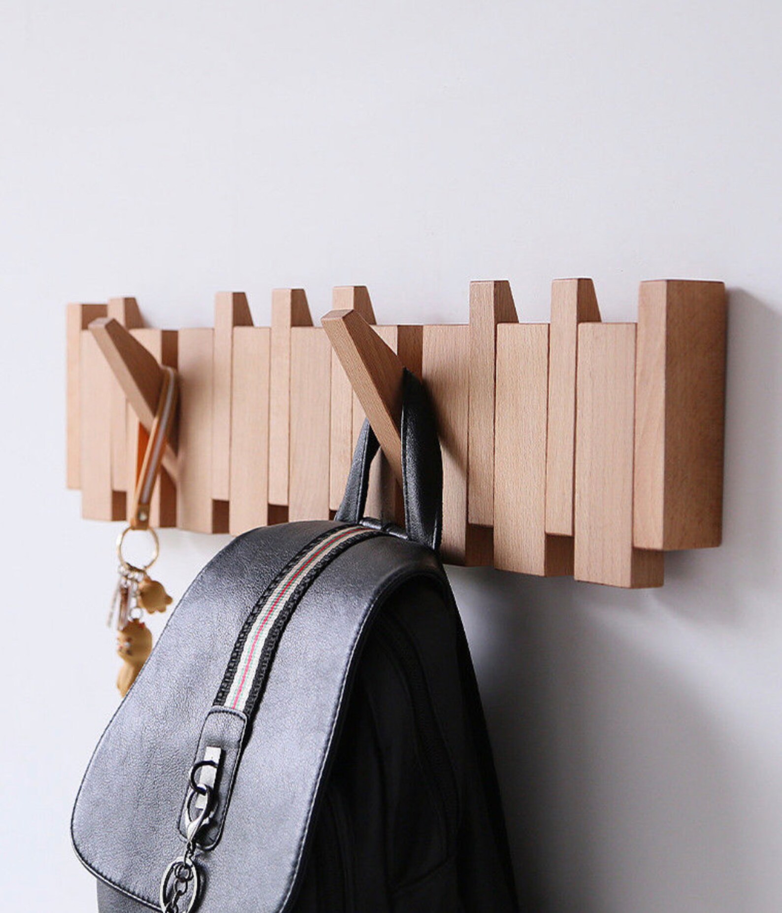 Natural Beech Wood Wall Mounted Hanger Flip Down Wall Hook - Etsy