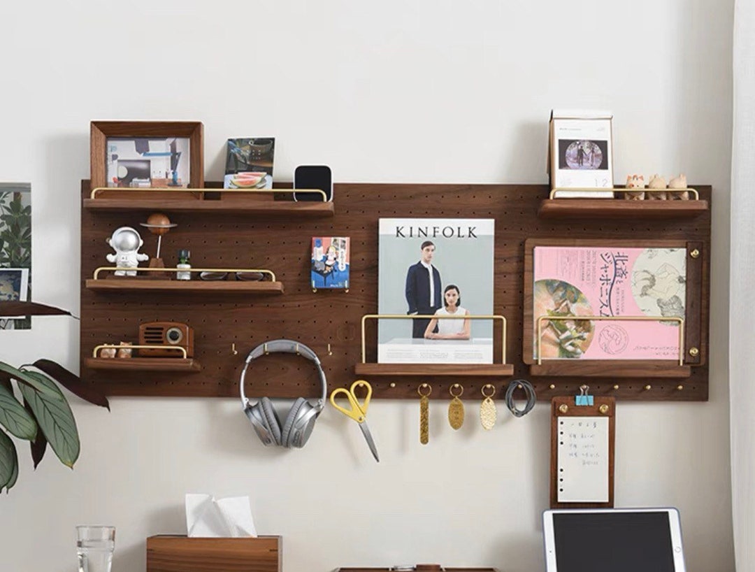 Walnut Pin Borad Accessories, Shelf for Pin Board Brass - Etsy