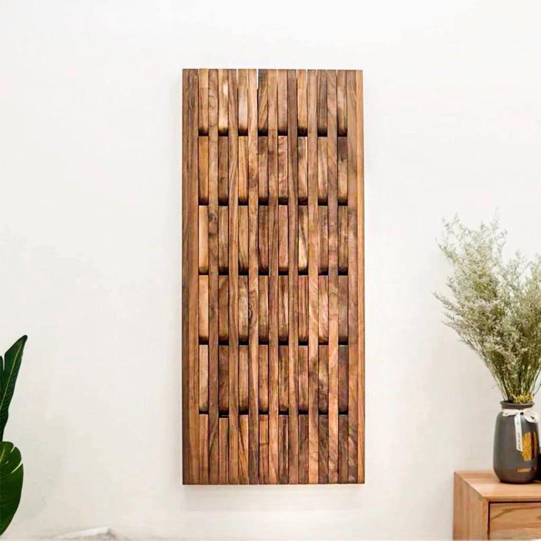 Walnut Wood Functional Wall Rack Versatile Wall-mounted Organizer, Wall ...