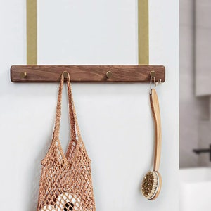 Wood Door Rack, Walnut Over Door Kooks, Hanging Rack for Door, Back of ...
