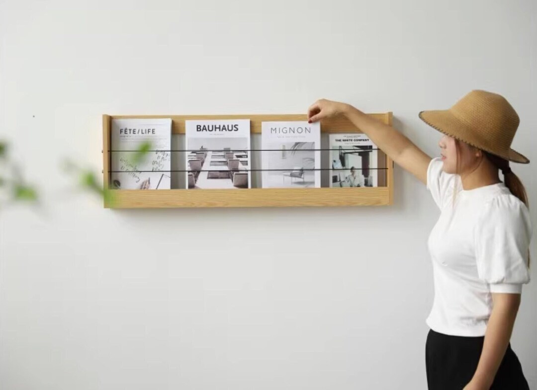 Wall Magazine Rack, Wooden Magazine Holder, Newspaper Rack, Wall ...
