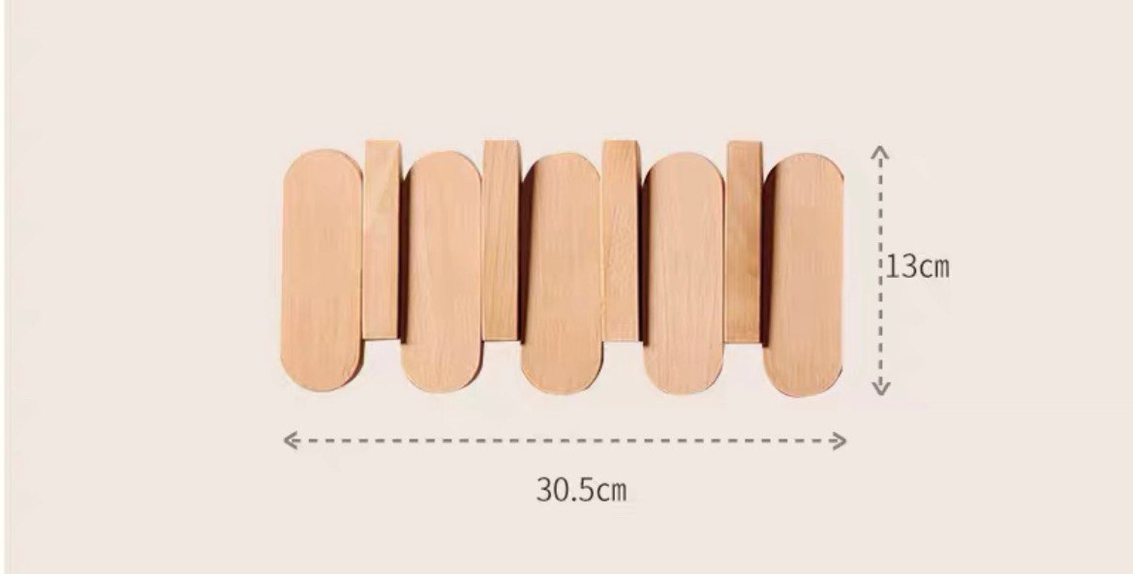 Natural Beech or Walnut Wood Entryway Rack, Wall Rack Hanger, Light ...