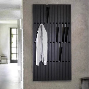 Black Wood Big Wall Rack, Piano Ash Wood Wall-mounted Hanger, Black ...