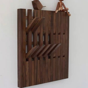Walnut Wood Functional Wall Rack Versatile Wall-mounted Organizer, Wall ...