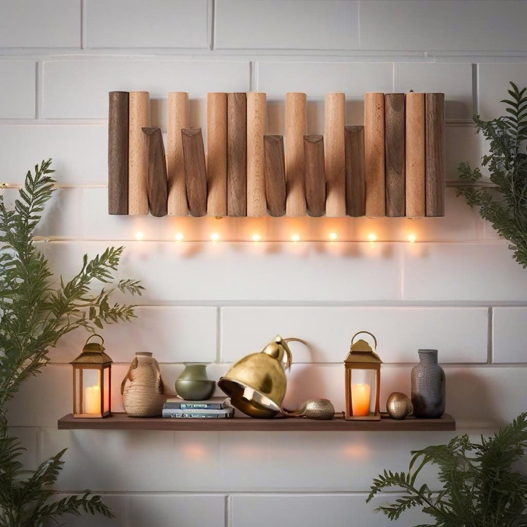 Solid Wood Piano Key Hook Hanger, Wooden Piano Key Wall Hanger, Modern ...