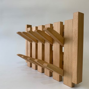 2 Tier Wall Rack, Natural Beech Wood Wall Mounted Rack, Wall Functional ...