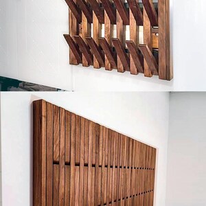 Walnut Wood Functional Wall Rack Versatile Wall-mounted Organizer, Wall ...