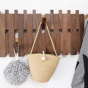 Wood Functional Wall Rack, Wall Mounted Wooden Rack, Wall Walnut Rack ...