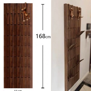 Walnut Wood Functional Wall Rack Versatile Wall-mounted Organizer, Wall ...