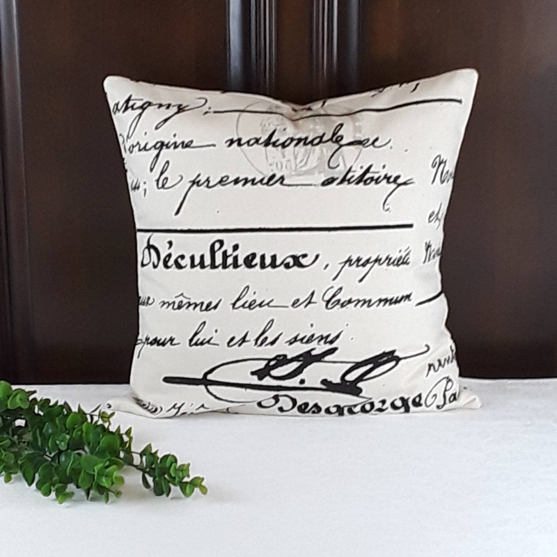 French Script Pillow - Etsy