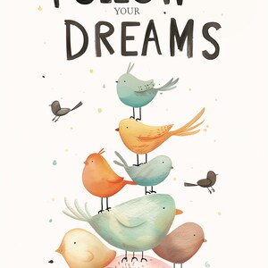 Follow Your Dreams, Quote Art Print, Nursery Art, Gift for Her, LDS Art ...