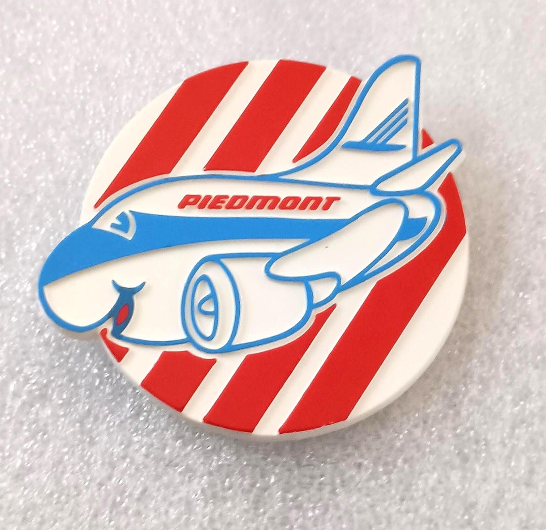 1970s Piedmont Airline Unescorted Children Cartoon Stripe Jet Button ...