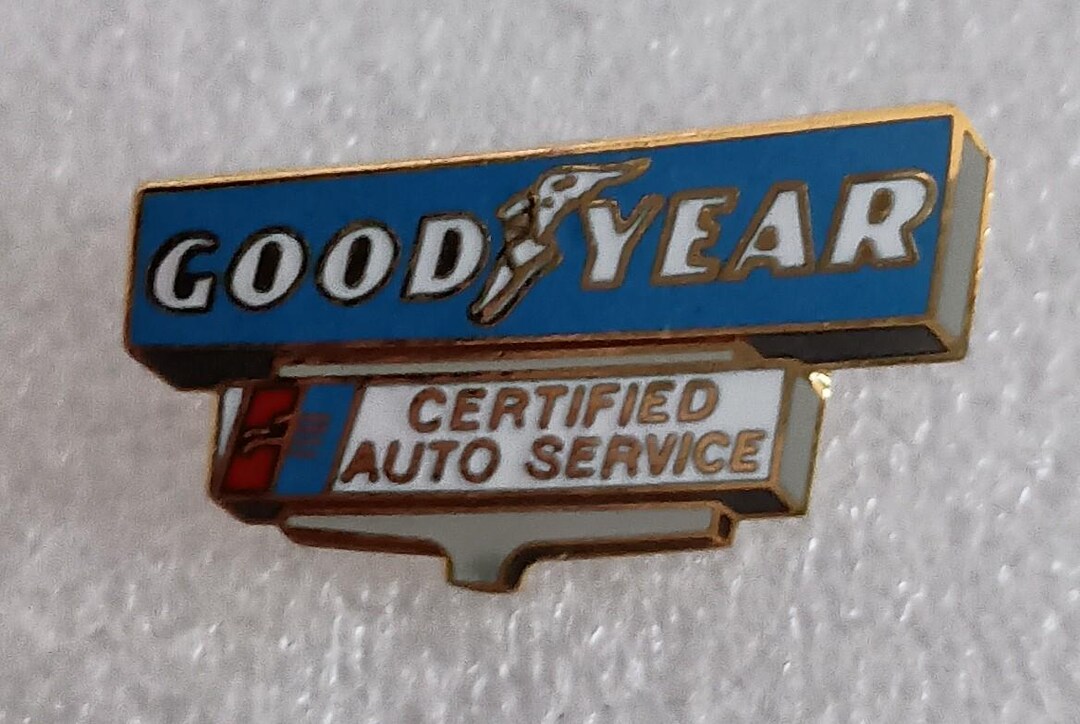 Vtg 1980s Goodyear Tire Certified Auto Service Enamel Hat Lapel Pin New ...