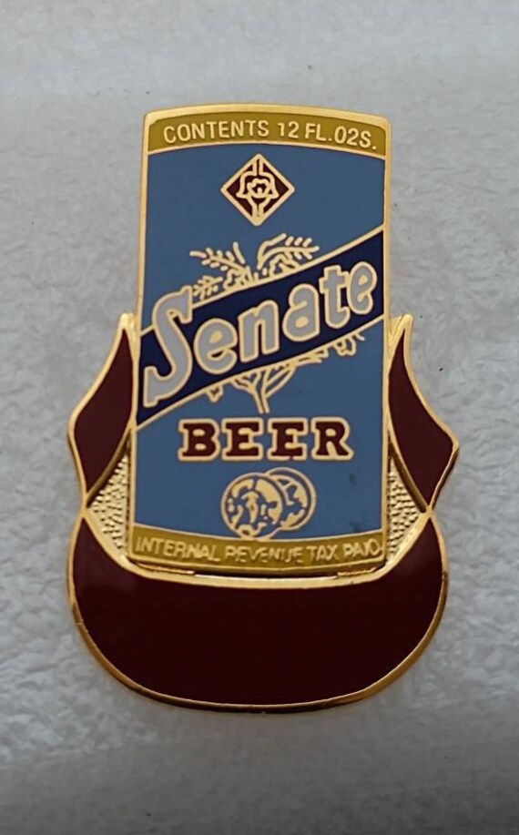Rare Vintage 1970s Senate Brewing Beer Can Ad Brass & Enamel | Etsy