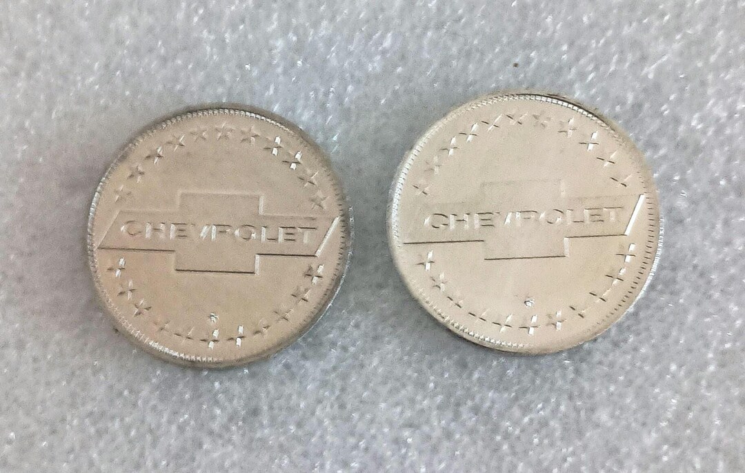 2 Vtg Chevrolet One Chevy Coin Aluminum Promo Token Coin 1960s AU/UNC ...