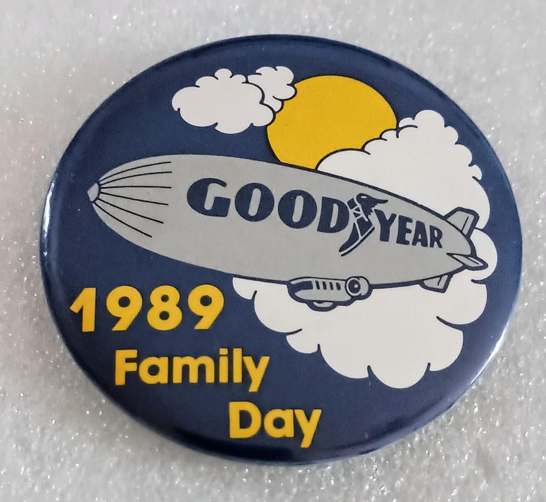 Vtg Goodyear Blimp Family Day Event Button Pin New NOS 1989 - Etsy