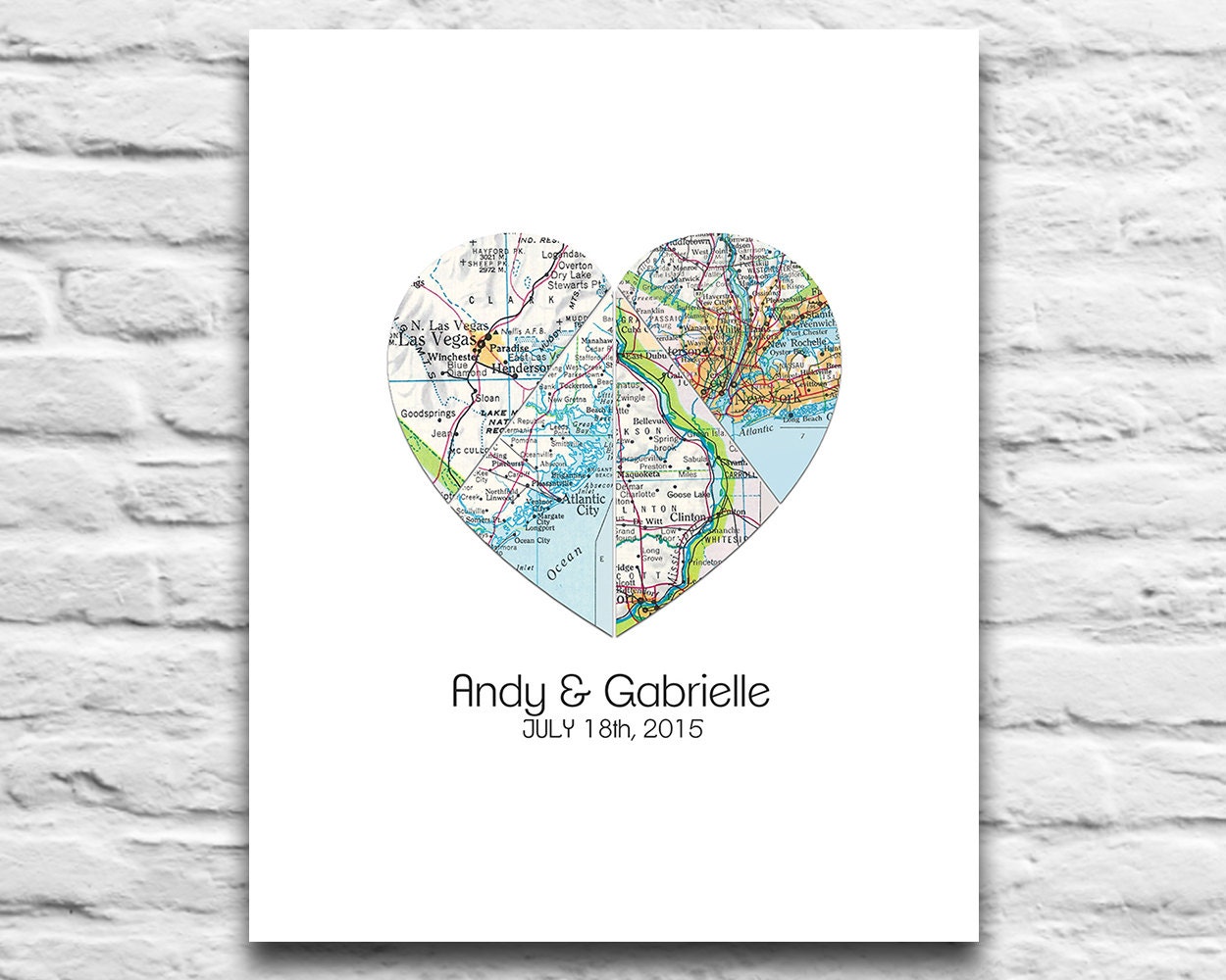 Custom Wedding Couple 4 Maps Split Heart DIGITAL DOWNLOAD You | Etsy