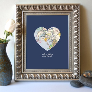 San Diego California Heart Vintage Map ART PRINT, San Diego Valentines ...