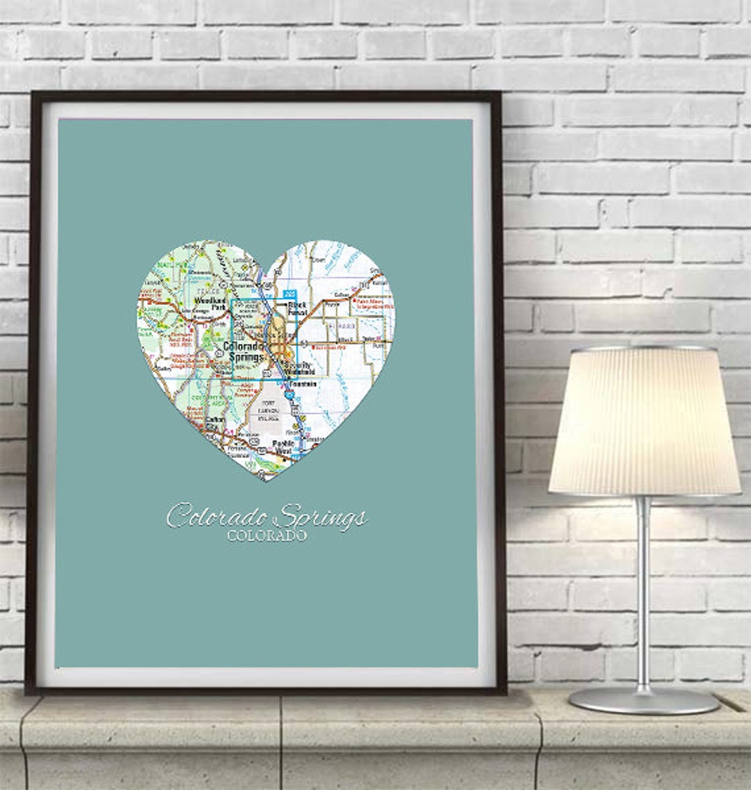 Colorado Springs Heart Map Art Print, Retro Style - Etsy