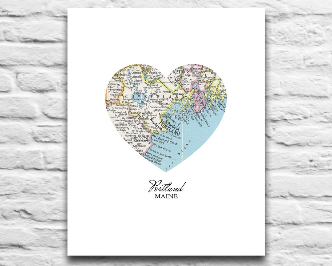 Portland Maine Heart Map DIGITAL DOWNLOAD for You 2 Print, Vacation ...