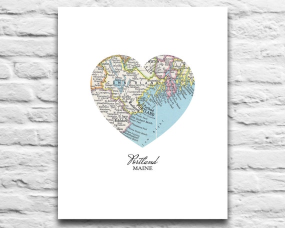 Portland Maine Heart Map DIGITAL DOWNLOAD for You 2 Print | Etsy