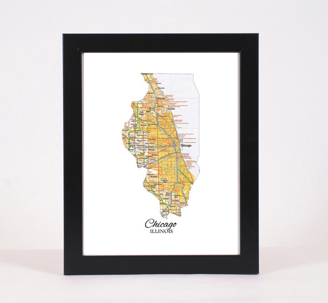 Chicago Illinois Vintage State Map DIGITAL DOWNLOAD for You 2 | Etsy