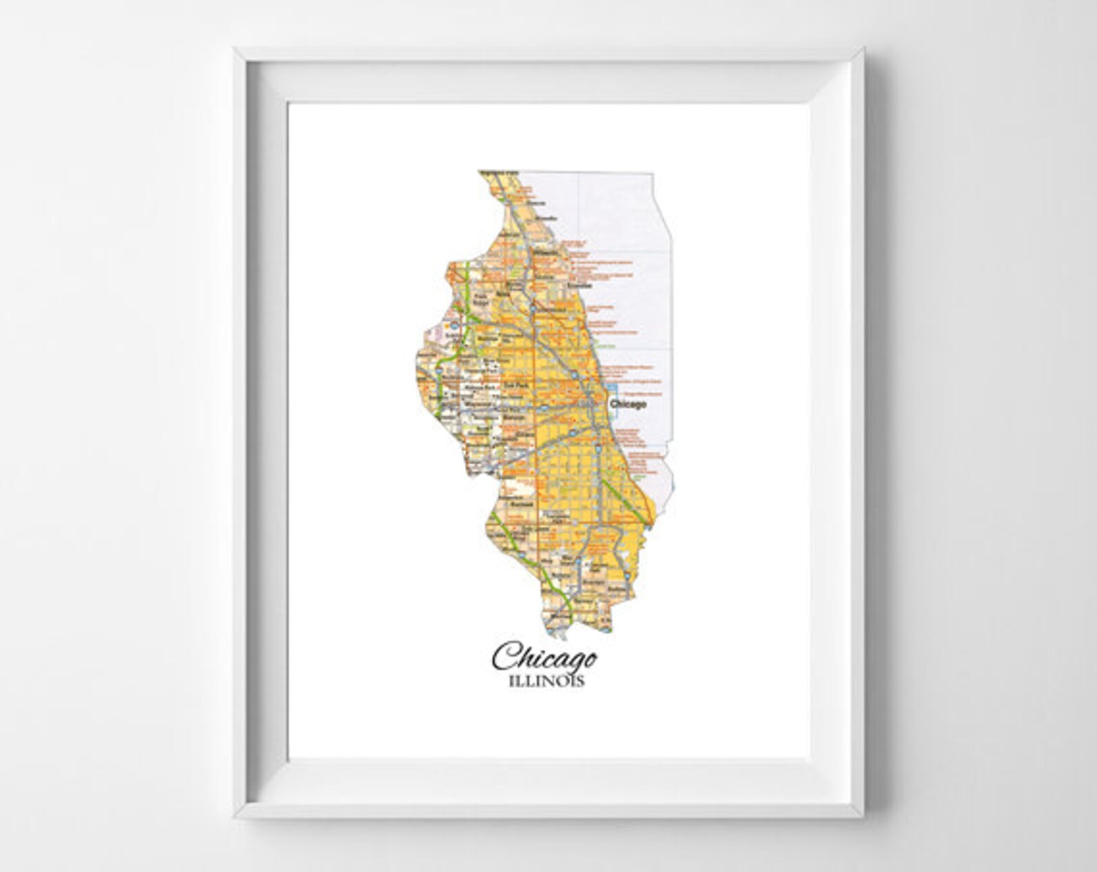 Chicago Illinois Vintage State Map DIGITAL DOWNLOAD for You 2 | Etsy