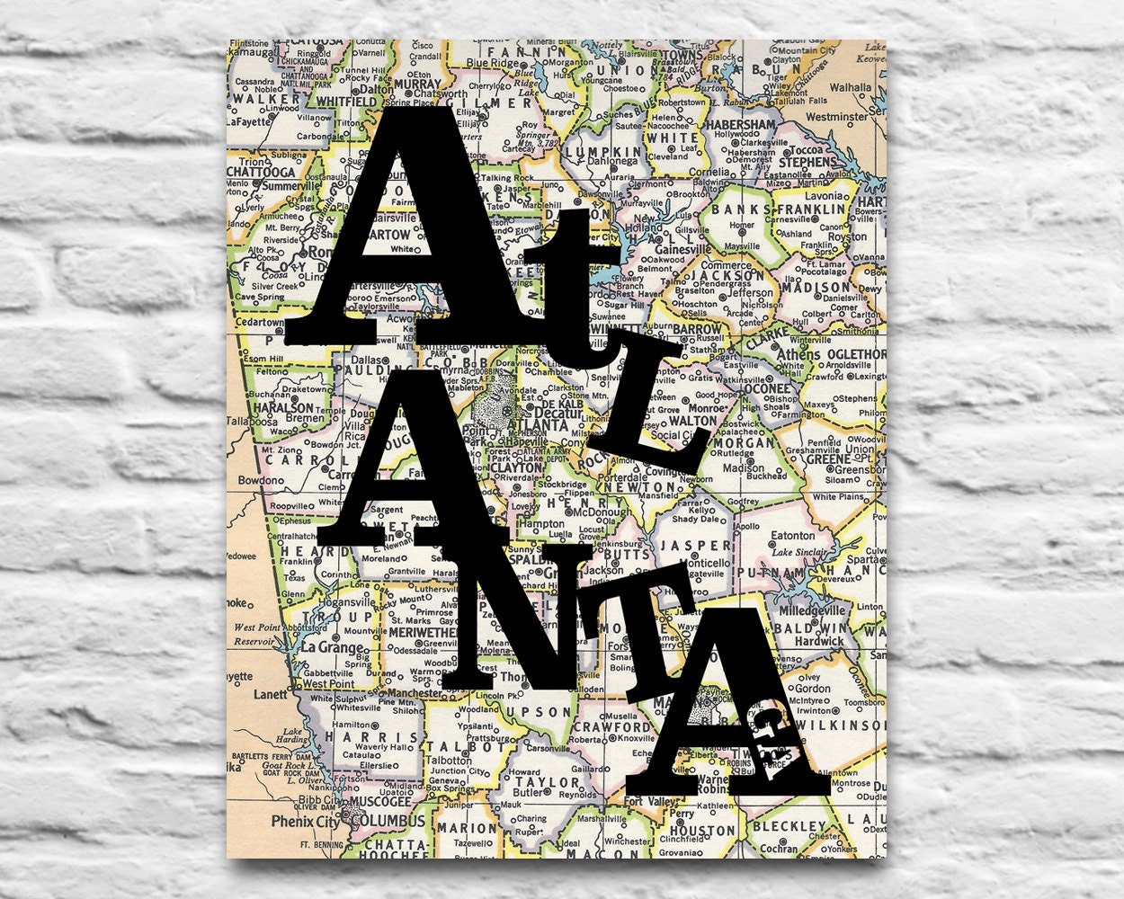 Atlanta Georgia Typography Map DIGITAL DOWNLOAD for You 2 - Etsy
