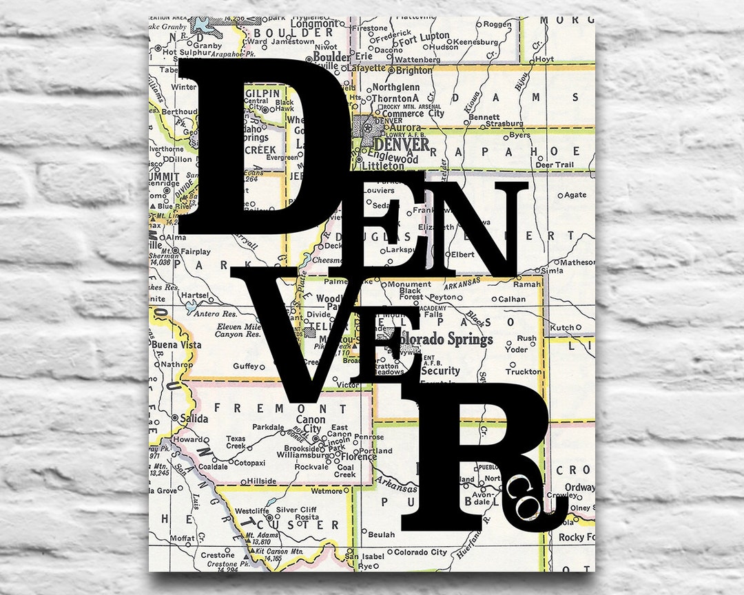 Denver Colorado Typography Map DIGITAL DOWNLOAD for You 2 Print City ...