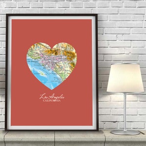 Los Angeles California Heart Vintage Map Art Print - Etsy