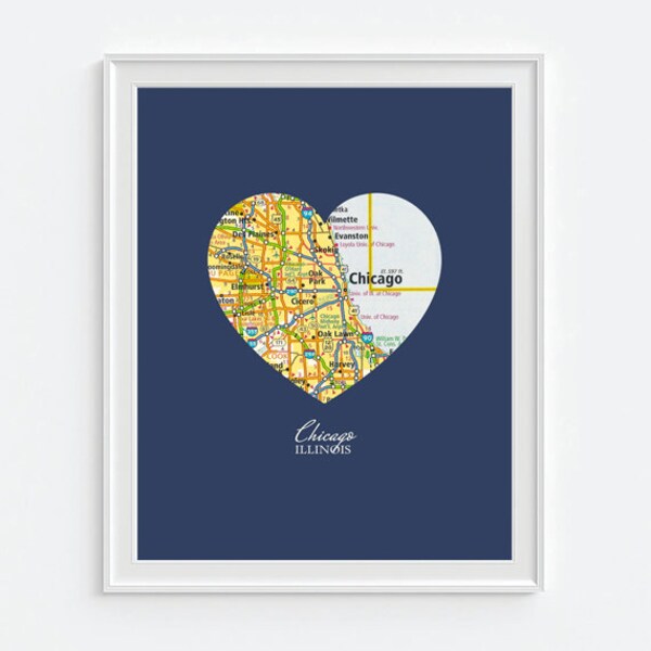Heart Map Art - Etsy