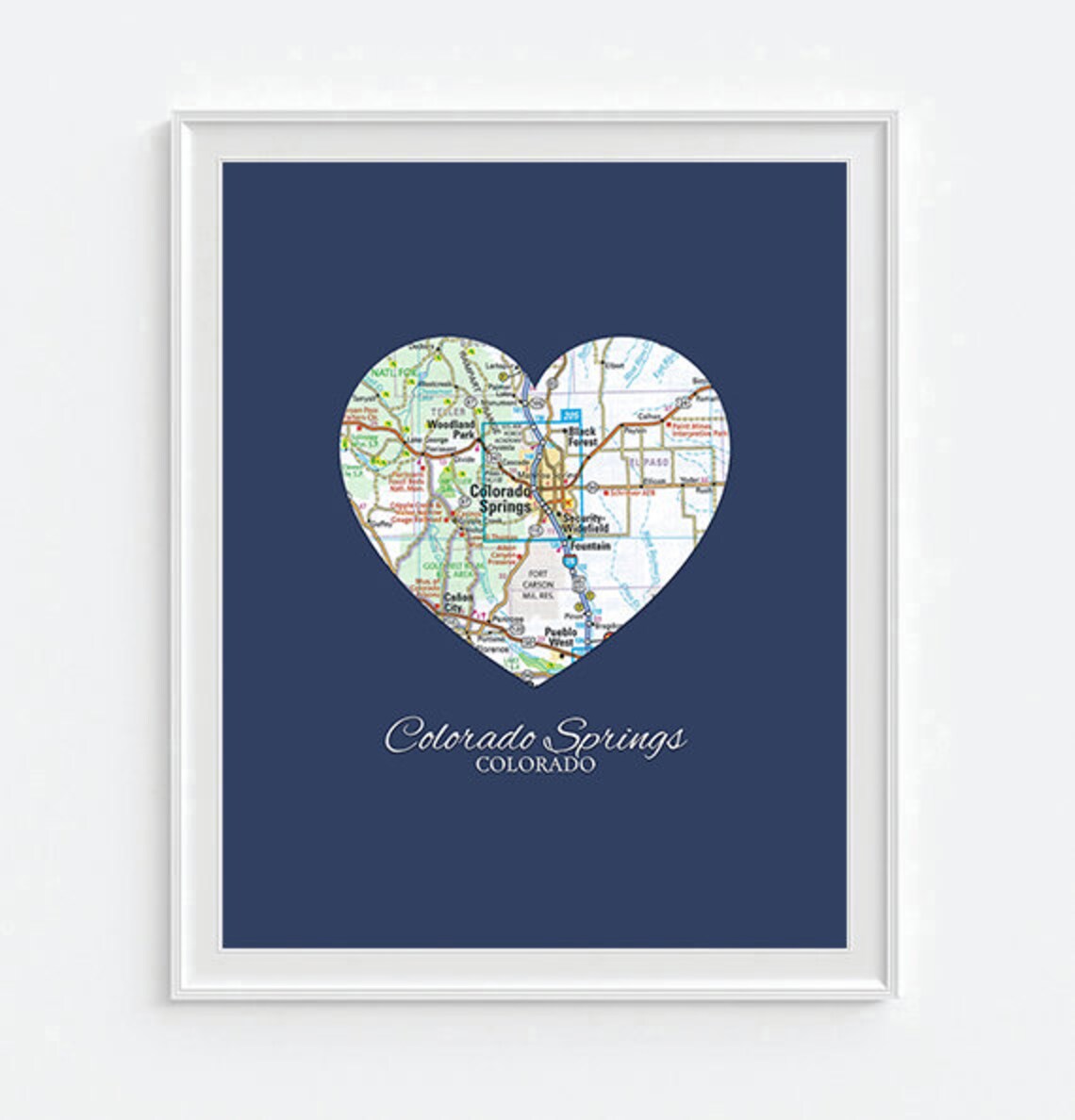 Colorado Springs Heart Map Art Print, Retro Style - Etsy