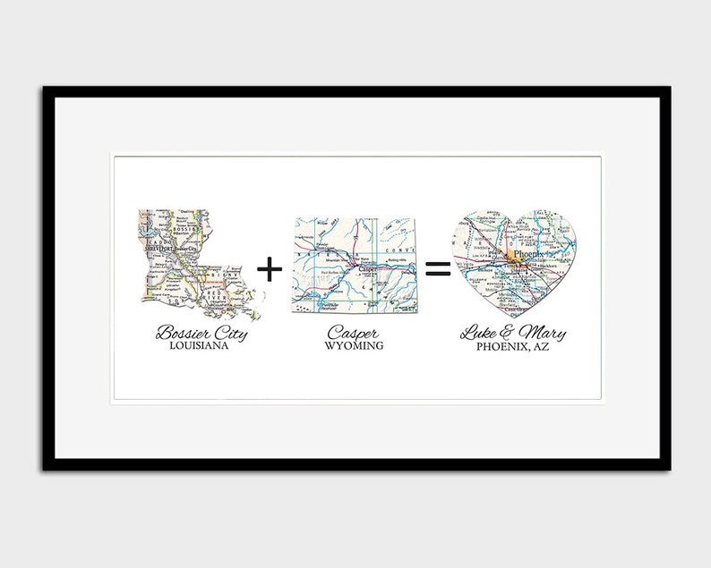 CUSTOM Valentines Day Gift With 3 Maps- Personalized City and State ...