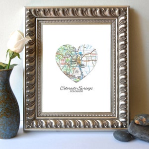 Colorado Springs Heart Map Art Print, Retro Style - Etsy