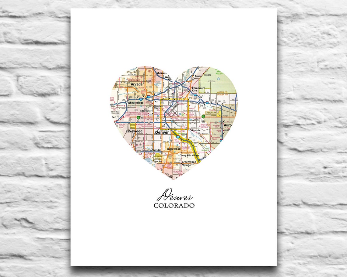 Denver Colorado Heart Map DIGITAL DOWNLOAD for You 2 Print - Etsy