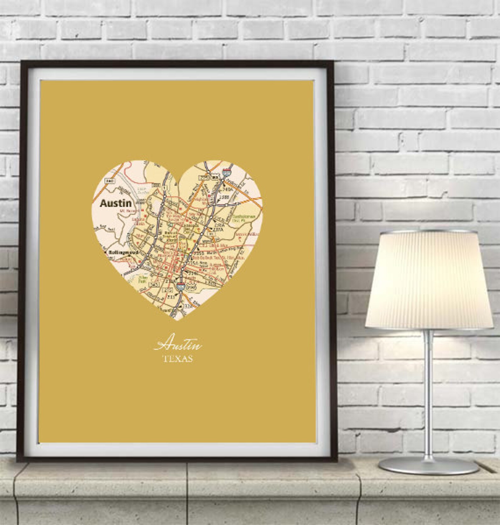 Austin Texas Heart Map ART PRINT City Austin Print Austin - Etsy