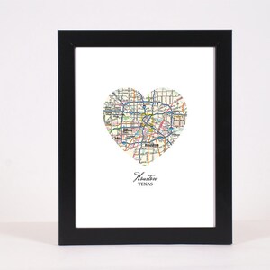 Houston Texas Vintage Heart Map DIGITAL DOWNLOAD for You 2 Print ...
