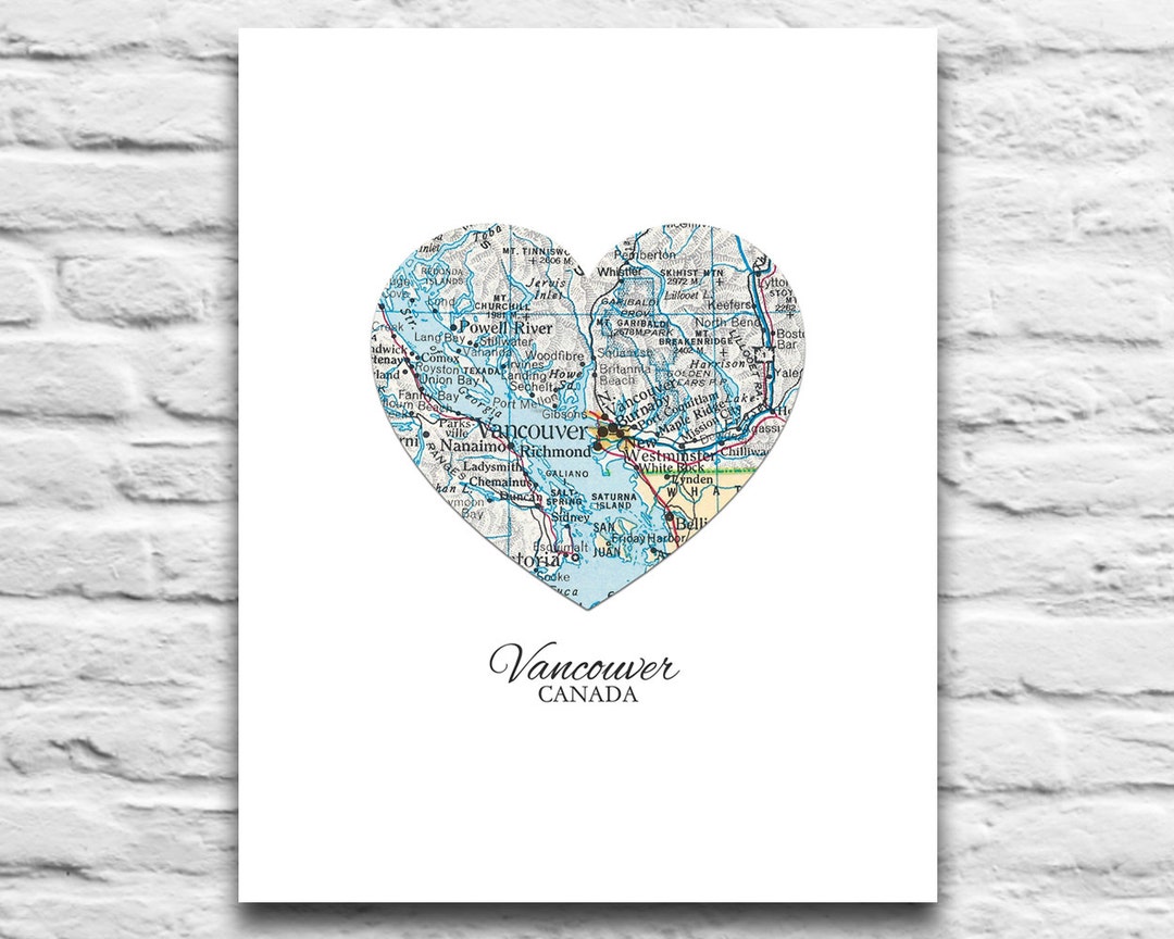 Vancouver Canada Vintage Heart Map Instant DIGITAL DOWNLOAD for You 2 ...