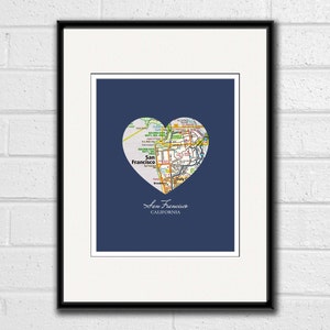 San Francisco California Heart Map ART PRINT, San Francisco Art ...