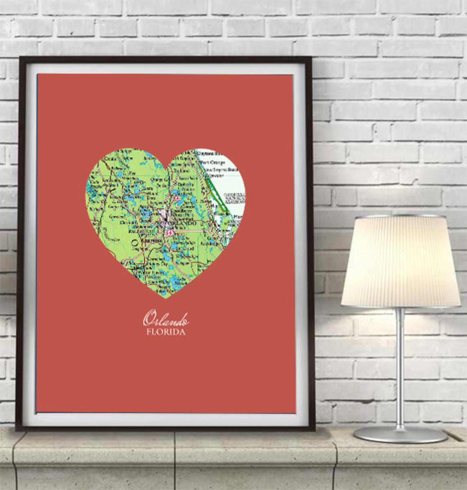 Orlando Florida Heart Vintage Map ART Printorlando Florida - Etsy