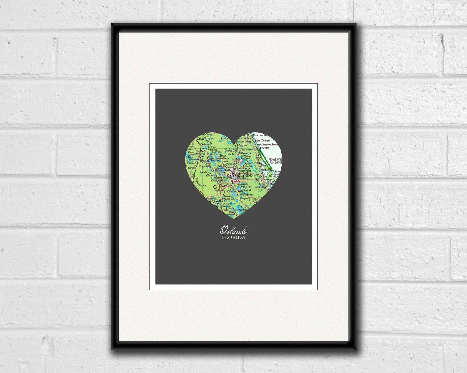 Orlando Florida Heart Vintage Map ART Printorlando Florida - Etsy