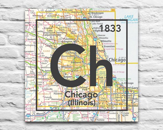 Chicago Illinois Vintage Periodic Map DIGITAL DOWNLOAD for You | Etsy