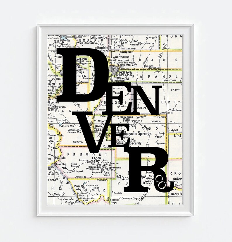 Denver Colorado Typography Map DIGITAL DOWNLOAD for You 2 - Etsy
